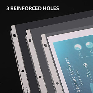 Craftinova 500 Sheet Protectors, 3 Hole Lightweight Binder Sleeves, Designed to Protect Frequently Used 8.5 x 11 Papers, Acid Free, Clear Plastic Design, 9.25 x 11.25 Top Loaded