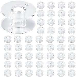 50 Pack Clear Plastic Sewing Machine Bobbins Class 15 Sewing Bobbins Compatible for Brother Singer Janome Kenmore Machines Style SA156 Transparent Bobbins Spools Embroidery Bobbins Sewing Accessories