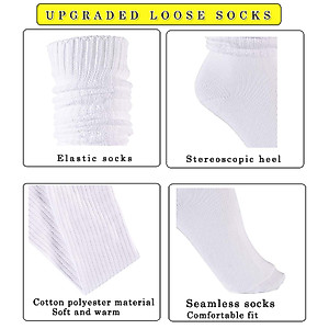 Stageya Loose Socks Japanese Student Girl's Socks White Leg Warmer Bubble Slouch Socks 23.6 Inches