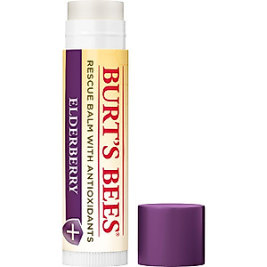 Burt's Bees 100% Natural Origin Rescue Lip Balm with Beeswax and Antioxidant-Rich Elderberry, 1 Tube in Blister Box (Package May Vary)