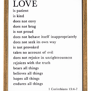 Farmlyn Creek Christian Religious Scripture Wall Art Decor, 1 Corinthians 13 4-7, Rustic Style Home Decorations (11.75 x 15 In)