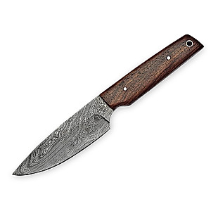 Handmade Full Tang Damascus Steel Fixed blade Knife, Hunting Knives Bushcraft knife- Skinning Knife-EDC With Rose Wood Handle and Real Leather Sheath