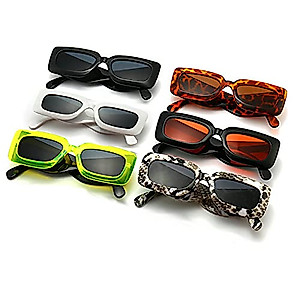 laureles/Square Snakeskin Pattern Rectangle Sunglasses Men Women Vintage Fluorescent Green Shade Glasses (C7)