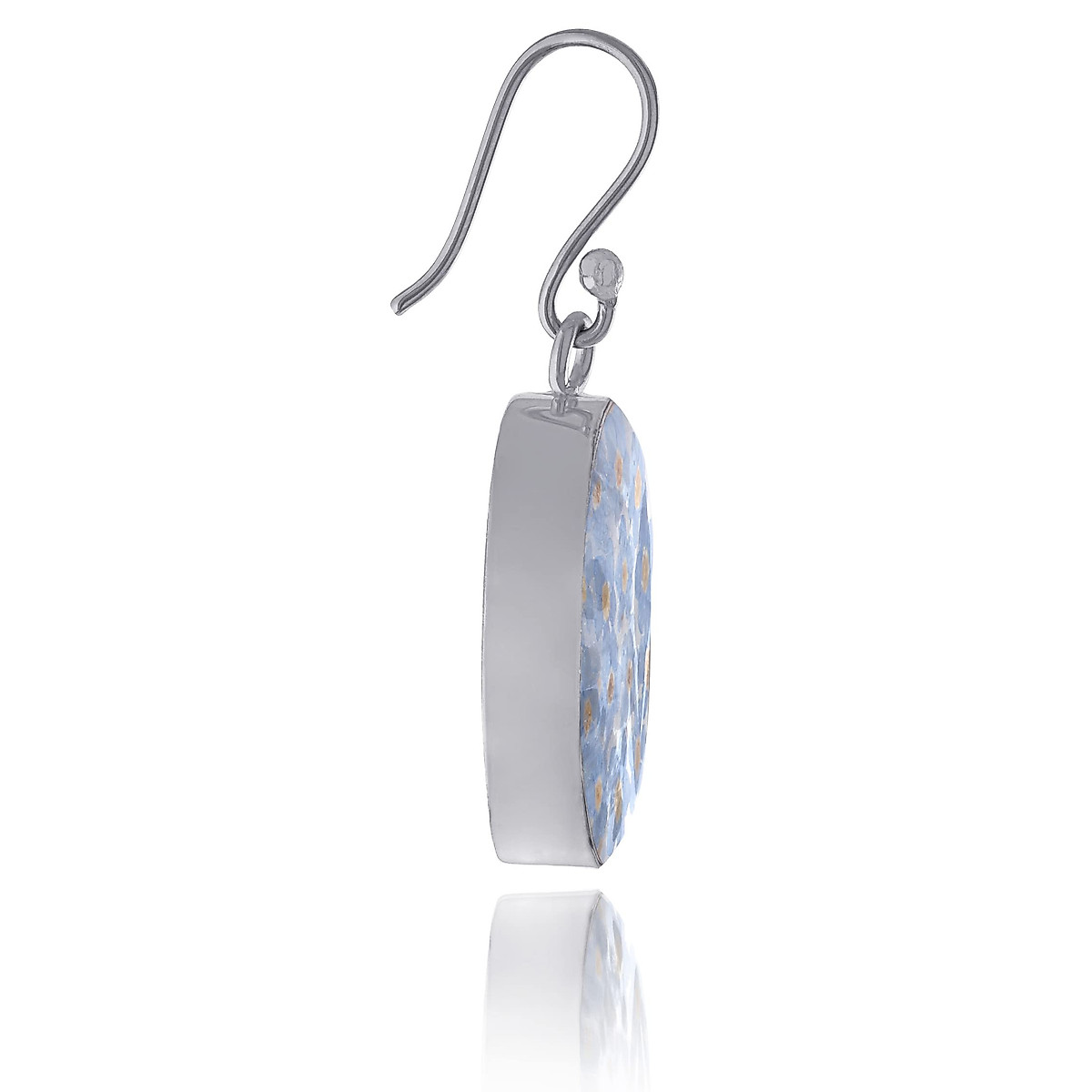 Amazon Essentials Sterling Silver Blue Pressed Flower Circle Drop Earrings (previously Amazon Collection)