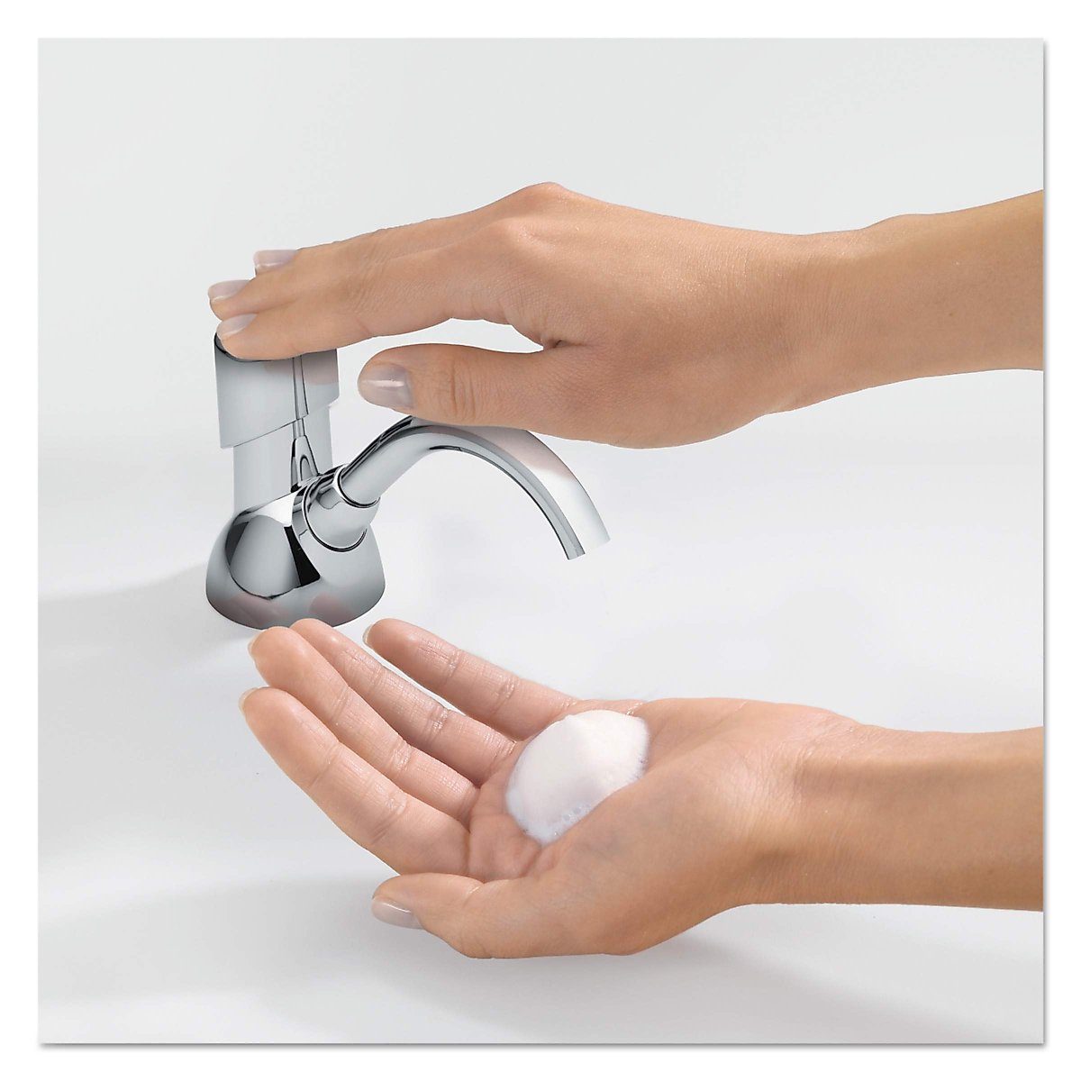 GOJO CX Counter-Mount Push-Style Soap Dispenser, Chrome, for GOJO Foam Hand Soap Refills (Pack of 1) - 8500-01