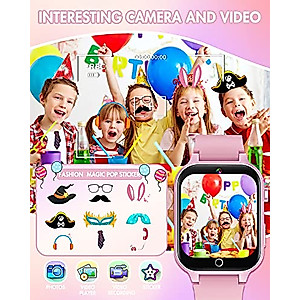 Smart Watch for Kids with Video Camera Music Player Educational Birthday Gifts for 6 7 8 9 10 11 12 Year Old Boys (Pink)