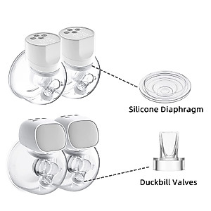 NAGRAN Duckbill Valves & Silicone Diaphragm for S9/S10/S12,Wearable Breast Pump Universal Duckbill Valve and Silicone Diaphragm Accessories (4 Piece Set)