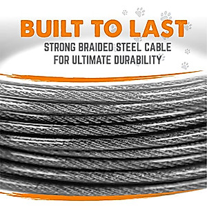 Mighty Paw Cable Tie Out for Dogs | 30’ Braided Steel Black Tieout. Chew Proof Lead for All Sized Pets. Great for Yard, Camping, and Outdoors. an Off-Leash Feel with Total Control (1/8", Up to 60lbs)