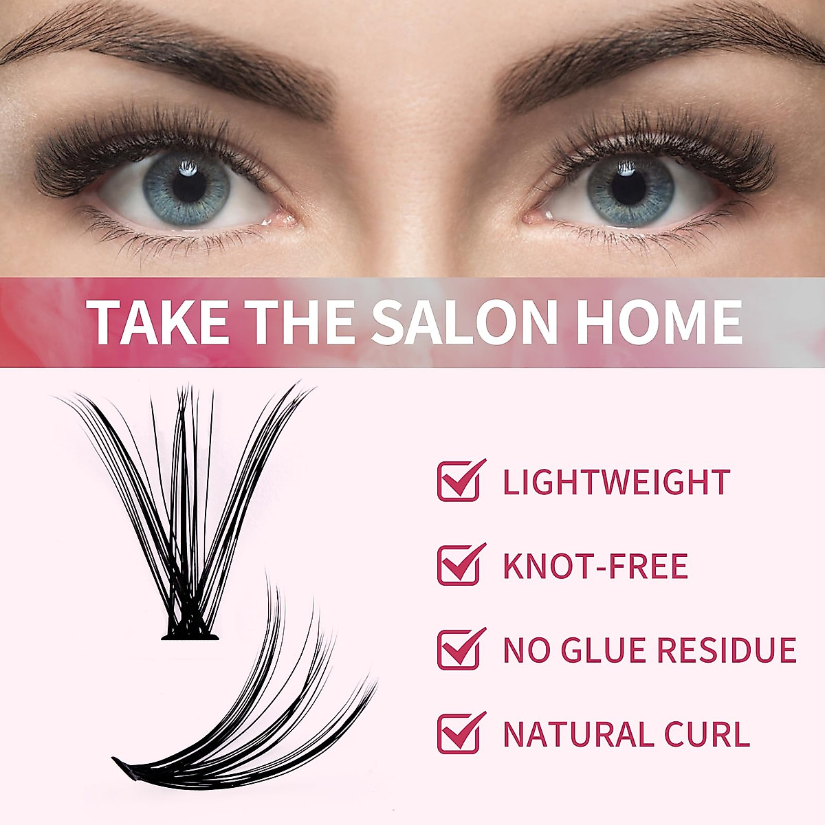 Individual Lashes 240Pcs DIY Eyelash Extension 30D+40D C Curl Mixed 15-20mm Cluster Lashes Natural Wispy Reusable Mink Lash Cluster at Home by FADVAN (30D+40D-0.07C, 15-20mm)