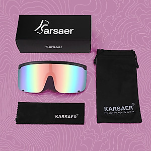 Karsaer Vision Shield Sunglasses for Men Women Oversized Neon 80s 90s Visor Shades Sports Style Outdoor Cycling Ski