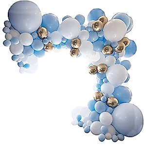 Blue White Gold Balloon Arch Garland Kit - 127pcs Latex Balloons Set for Graduation Wedding Birthday Baby Shower Party Decoration