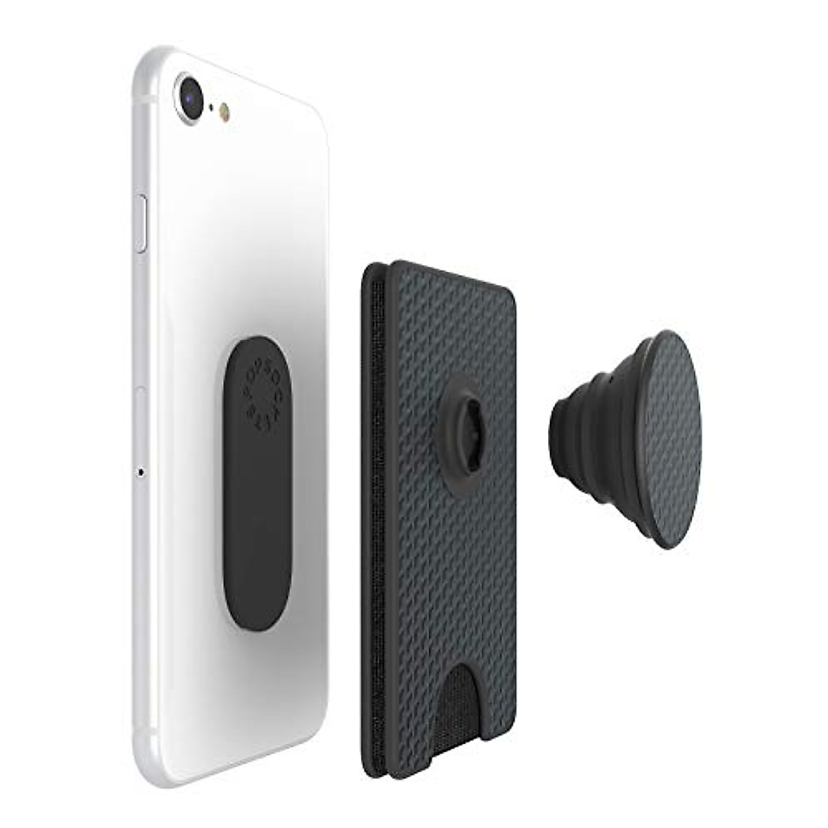 PopSockets PopWallet+ with Integrated Swappable PopTop - Black Carbon