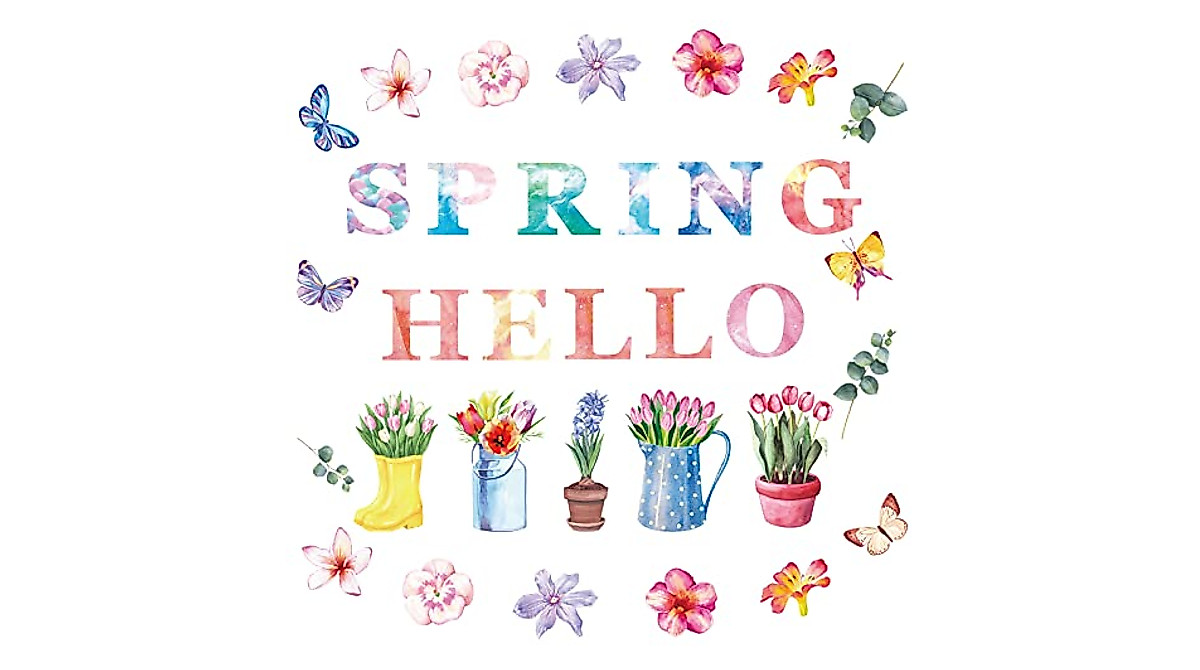 Spring Bulletin Board Decor - 68 Pcs Hello Spring Cut Outs with Glue Points