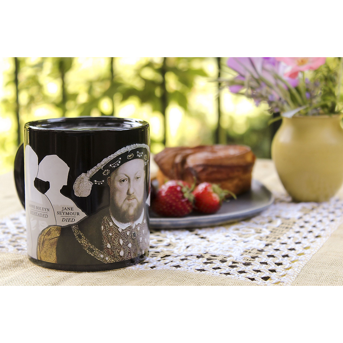 Henry VIII Disappearing Coffee Mug - Add Hot Water and Watch Henry's Wives Disappear - Comes in a Fun Gift Box - by The Unemployed Philosophers Guild, 10Fl oz