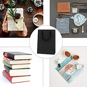 driew Black Gift Bags with Handles, Medium Black Paper Bags Gift Bag Black 7.5x3x10 inches Pack of 50