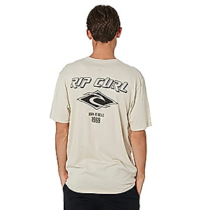 Rip Curl Icons Tee, Logo Graphic Cotton Jersey T-Shirt for Men, Bone, XX-Large