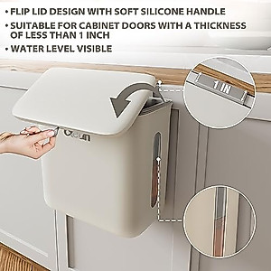 Kitchen Trash Can for Counter Top or Under Sink, 3.2 Gallon Large Capacity Dry and Wet Separation Hanging Trash Bin for Cupboard/Bathroom/Office, Kitchen Waste Bin with Scraper and Liquid Container