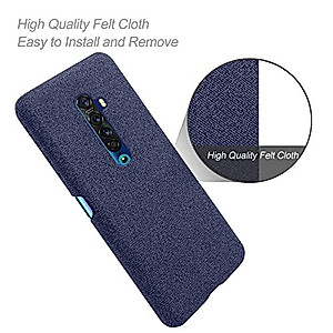 Grandcase Oppo Reno2 Case,Ultra-Thin Felt Cloth Anti-Fingerprint Shock Absorber Protective Cover for Oppo Reno2 6.5" -Blue