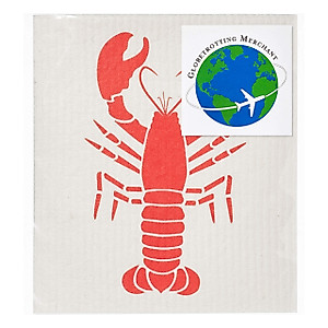 GMIcréatifs Swedish Dishcloths 2 Pack Red Lobster Print Reusable Sponges Kitchen Cleaning Cloth Dish Scrubber, Machine Washable, Each Cloth Measures 7.87”x6.88 inches.