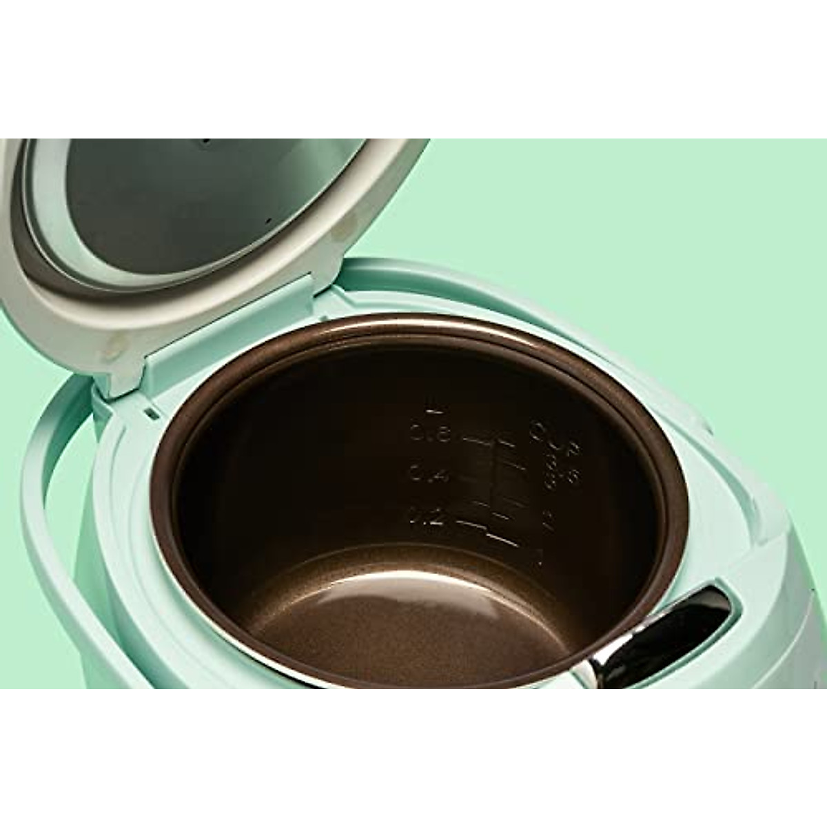 Reishunger Digital Mini Rice Cooker & Steamer, Mint with Keep-Warm Function & Timer - 3.5 Cups - Small Rice Cooker Japanese Style with Ceramic Inner Pot - 8 Programs - 1-3 People