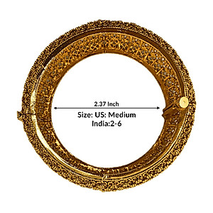 Duel On Jewel Ethnic Indian Pakistani Traditional Gold Plated Womens Kada Bangle Bracelet Gift Set For Bridal Wedding Party