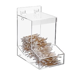 Kokone Acrylic Qtip holder with Lids,Clear Wall Qtip Dispenser with Screws,Acrylic Bathroom Canisters for Qtips/Cotton Swabs/Shark Week Tampons,Wall Dispenser Container for Bathroom Cabinet Kitchen