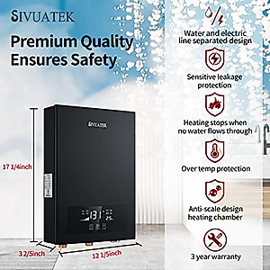Tankless Water Heater Electric, SIVUATEK Instant Water Heater on Demand Smart Electric Hot Water Heater Tankless 18kW 240V, Self-Modulation Hot Water Heater Point of Use V7B-180B