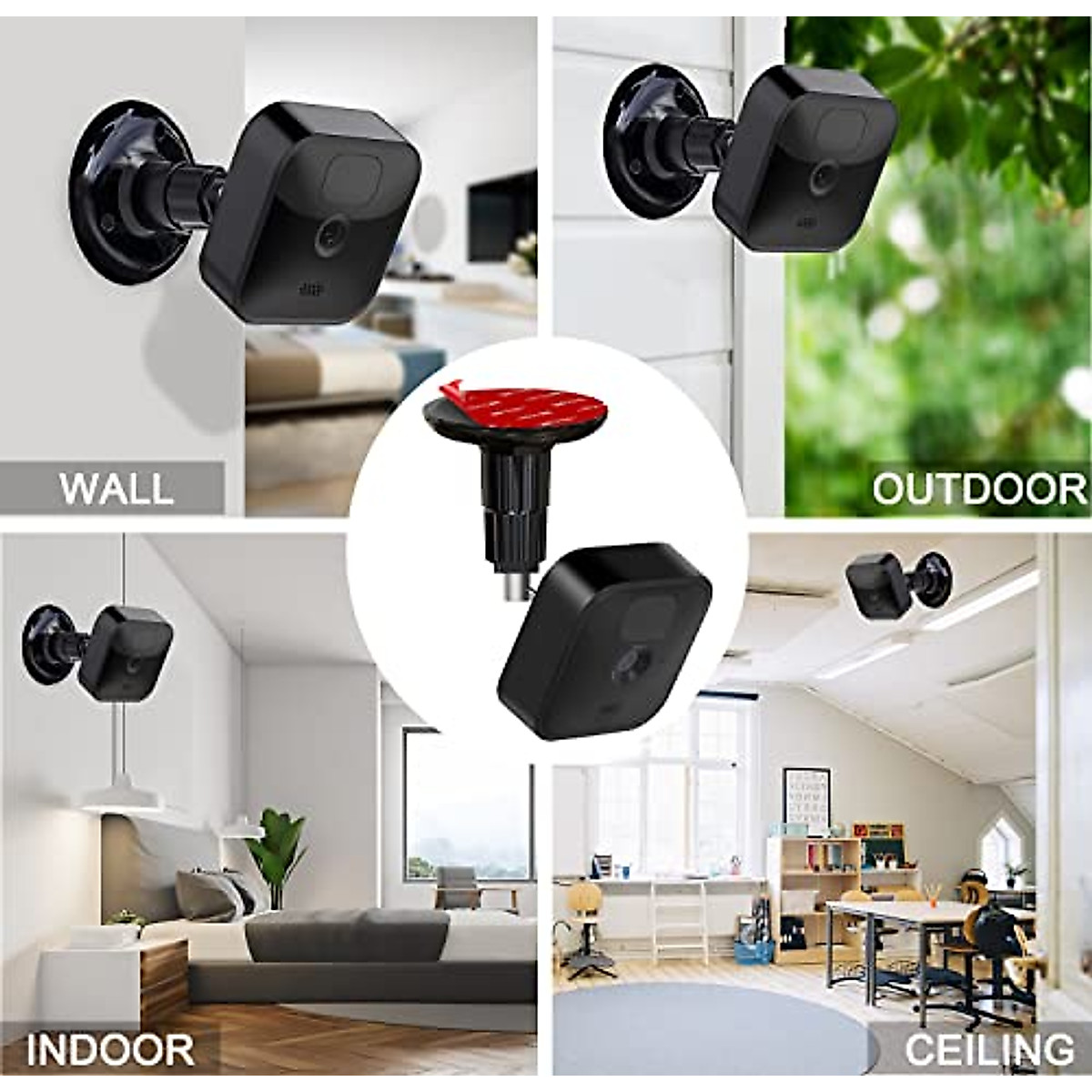 3PACK Screwless Wall Mount Bracket for Blink Outdoor & Indoor Camera Blink XT2,360 Degree Adjustable Strong Adhesive Mount，2 Ways Installation VHB Stick On or Screws, No Tools Needed, No Drilling