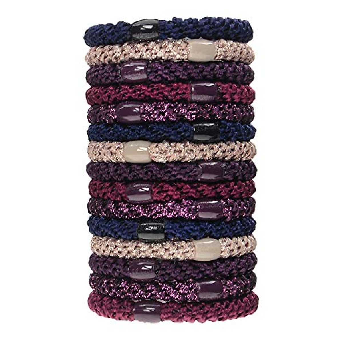 L. Erickson Grab & Go Ponytail Holders, Bejeweled, Set of Fifteen - Exceptionally Secure with Gentle Hold