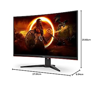 AOC C32G2ZE 32" Curved Frameless Gaming Monitor, Full HD 1920x1080, VA, 0.5ms 240Hz, AMD FreeSync Premium, DP/HDMI/VGA, VESA, 3-3-1 Re-Spawn Program, Xbox PS5 Switch,Black