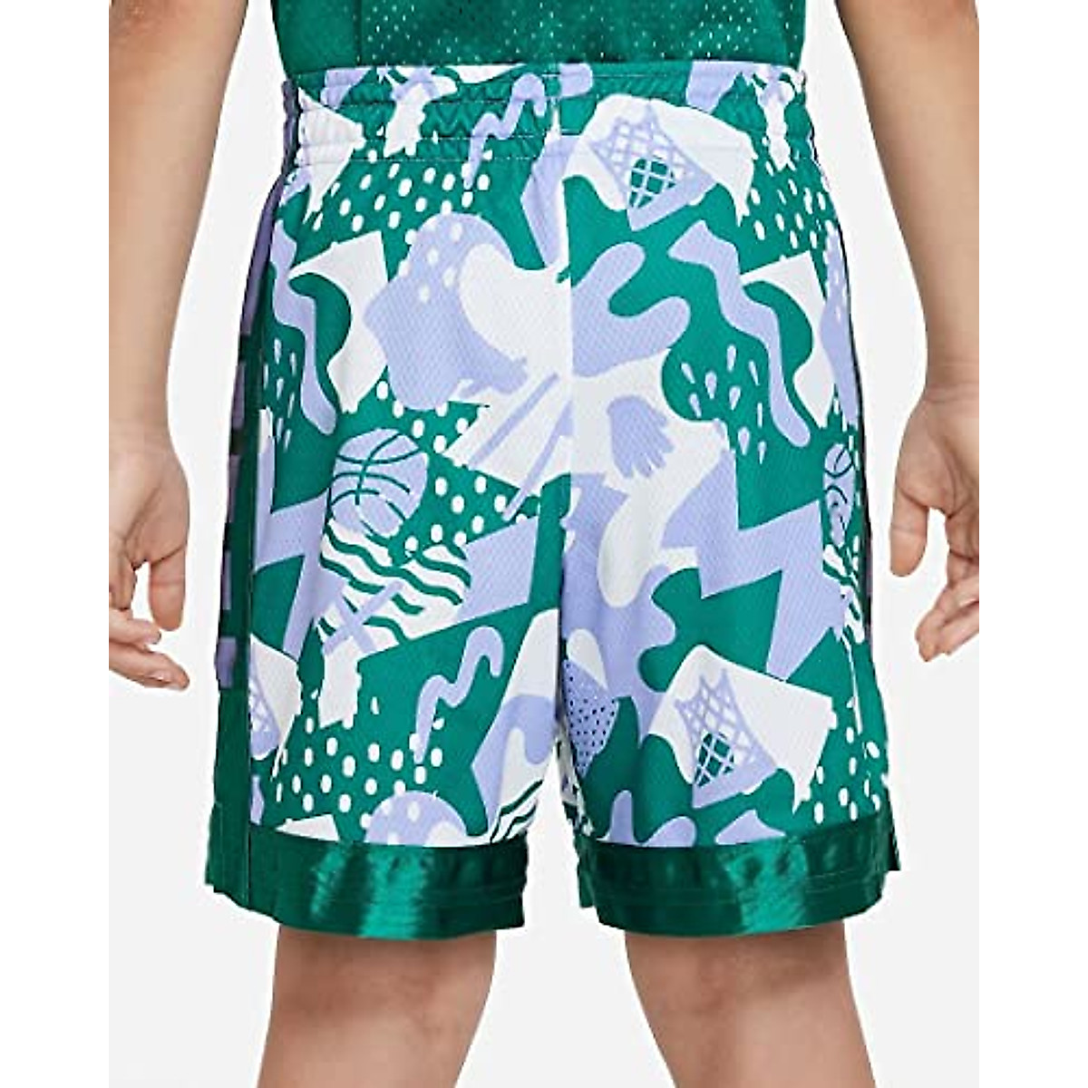 Nike Big Boys' Dri-FIT Elite Basketball Shorts (Large, Light Thistle/Malachite/White)