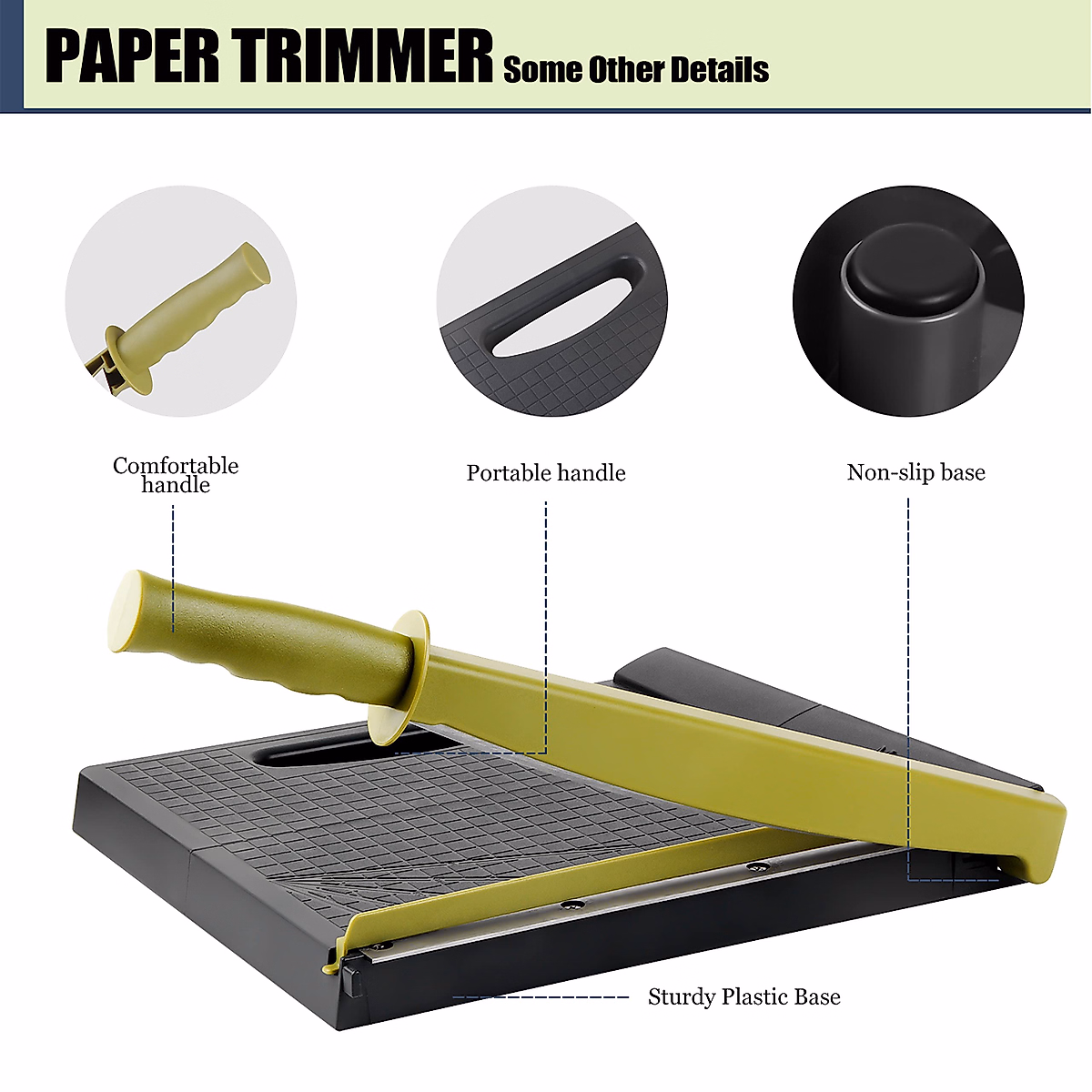 12" Cut Length Guillotine Paper Trimmer, 16 Sheets Capacity Paper Cutter for Paper Photo Card Stock,Handhold Folding Gridded Photo Cutter