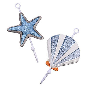 Cabilock 2Pcs Mediterranean Wall Hooks Clothes Hooks Sea Shell Coats Hat Key Rack Towels Hangers Nautical Decorative Hooks for Home Bedroom Beach Coastal Ornaments