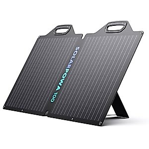 100W Potable ETFE Solar Panels, BigBlue Solarpowa100 Folding Solar Panel(24.6V/4.16A) with Kickstand, Compatible with Jackery/ECOFLOW/Anker/Goal Zero Power Station, Waterproof Camping Solar Charger