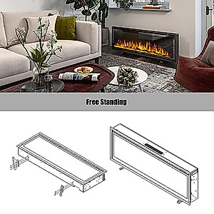 Clihome 50in Electric Fireplace Luxury Fire Places Electric Fireplace Inserts Electric Fireplace Heater Fireplace Decor Fireplace Heater with Timer, Remote Control, Adjustable Flame Color