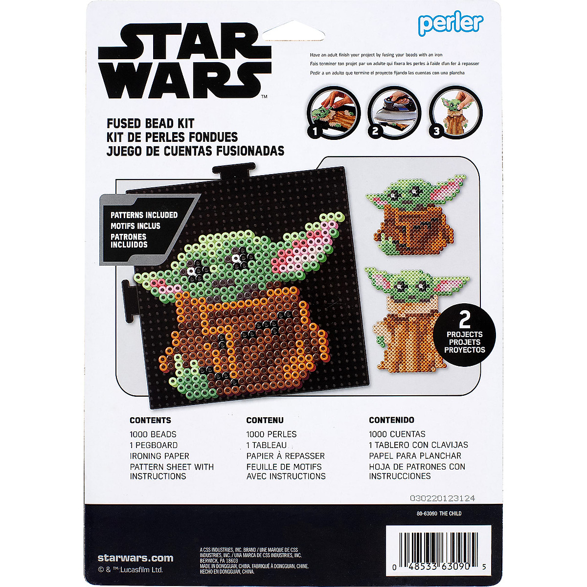 Perler 80-63090 The Mandalorian Baby Yoda Star Wars Fuse Bead Blister Kit, 1000pcs