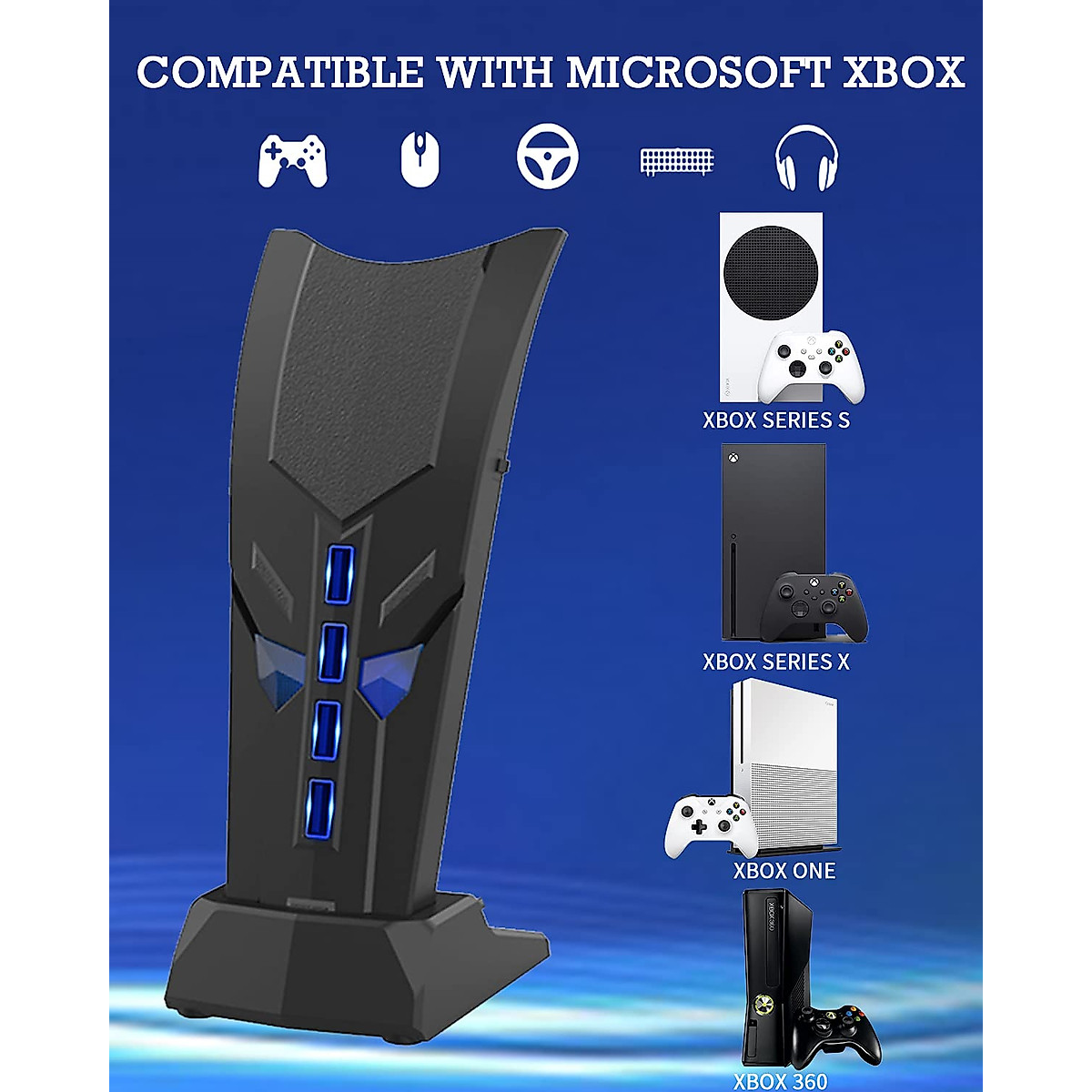 4-Port USB Hub for PS5, High-Speed USB Splitter USB 2.0 Hub USB Expander Adapter Extension for PS5/PS4/PS3, Xbox One/360, Xbox Series, Switch, PC, Tablet, Mac, Mouse, Keyboard with USB Station