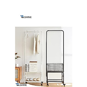 Movable laundry basket with hanger,laundry basket with wheels,Metal rack for garment hang,black color (black)