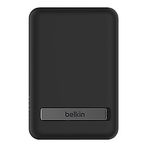 Belkin BoostCharge Wireless Power Bank 5K w/MagSafe Compatible 7.5W Charging, Built-in Pop-up Kickstand - Compatible w/iPhone 15, 15 Plus, 15 Pro, 15 Pro Max, iPhone 14, AirPods, and More - Black