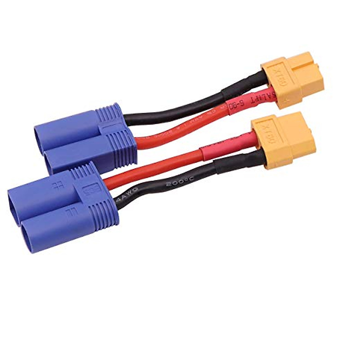 Treehobby 2PCS Male EC5 Plug to Female XT60 Plug Connector Adapter Cable Compatible with RC Car Truck Boat Airplane Lipo Battery ESC Charger(14awg 5cm)