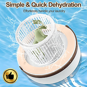 FineBud Portable Washing Machine, 11L Upgraded Large Capacity Foldable Washing Machine with 3 Modes Deep Cleaning for Underwear, Baby Clothes, Mini Washing Machine for Apartment, Camping, RV (Round)