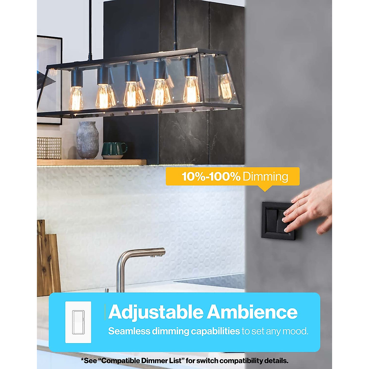 Sunco 6 Pack 60W Vintage LED Edison Bulbs Equivalent 8.5W CRI92 800 Lumens, Dimmable ST64 Filament 3000K Warm White E26 Medium Base Light Bulbs High Brightness Clear Glass Waterproof UL