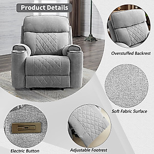 ANJ Classic Power Recliner Chair, Overstuffed Electric Recliners with USB Type-C Port Double Layer Backrest and Cup Holders, Comfy Reclining Single Sofa for Living Room