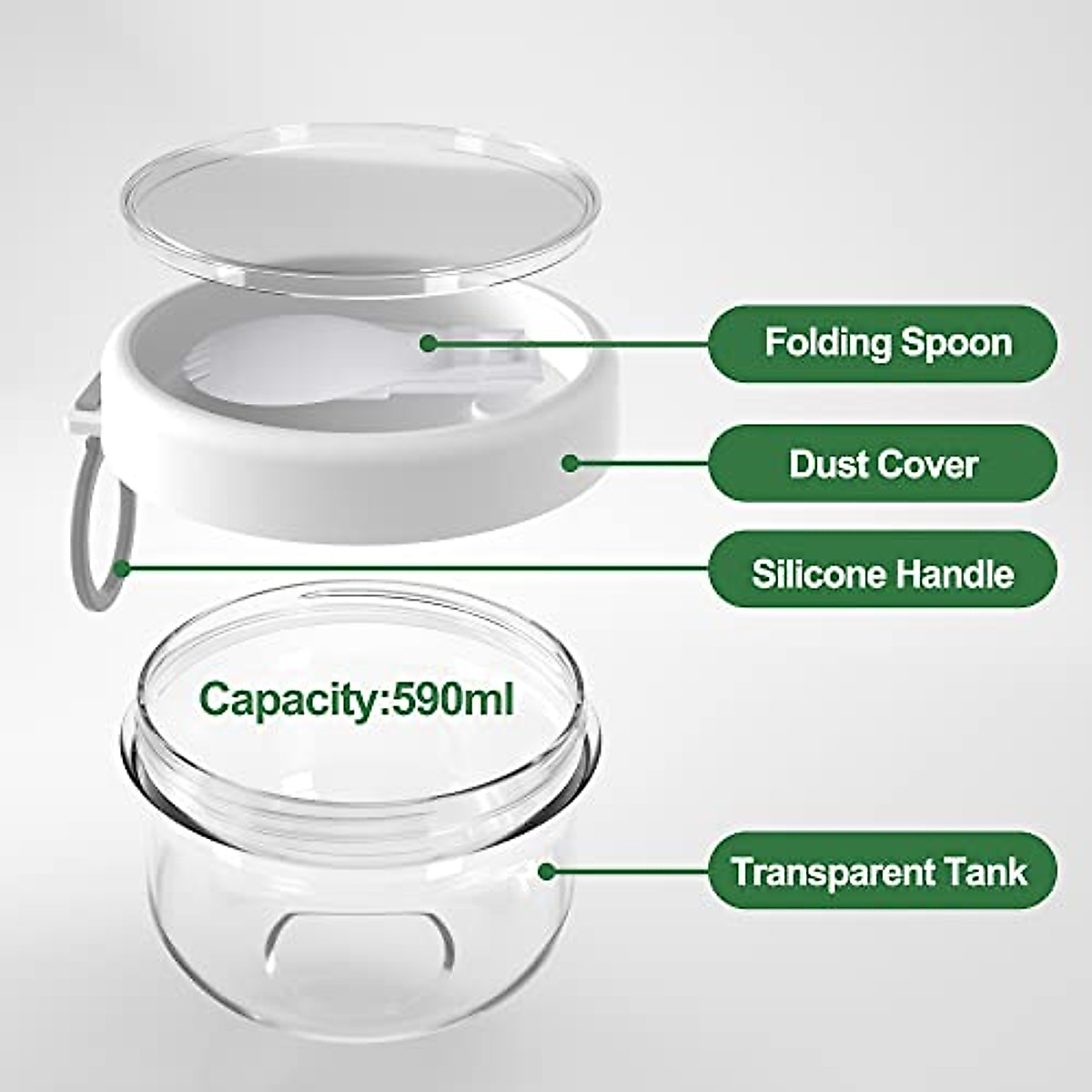 20oz Overnight Oats Containers with Lids,Oatmeal Container To Go with Lids and Spoon Leak-proof Overnight Oats Jars for Breakfast On The Go Cups (White)