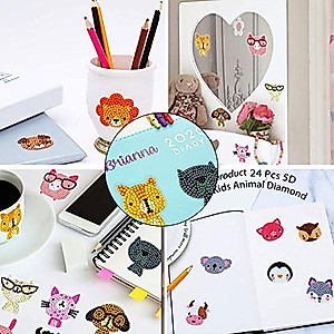 KACOLOR 33 Pieces 5D Animal Diamond Painting Stickers Diamond Art Mosaic Painting Stickers Kits (212224)