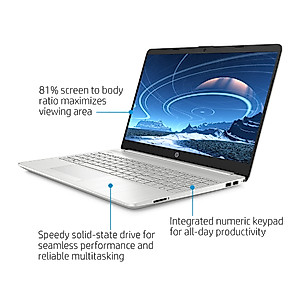 HP 15 Laptop (Latest Model), 15.6” Full HD Display, Intel Core i5-1135G7 (Beat i7-1065G7), 12GB RAM, 512GB SSD, Intel Iris X Graphics, Webcam, HDMI, Wi-Fi, Bluetooth, Windows 10 Home, Silver + Nly MP