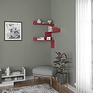 Ada Home Décor Walker Wall Shelf, 24" x 35" x 9", Burgundy