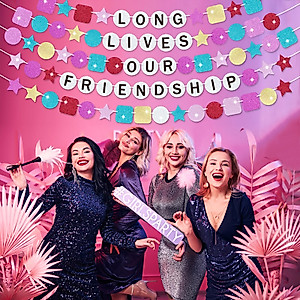 103PCS Friendship Bracelet Birthday Banner Birth-Tay Decorations DIY Customized Friendship Bracelet Banners Glitter Garland for Happy Birthday Era Graduation Music Singer Party Supplies Favors