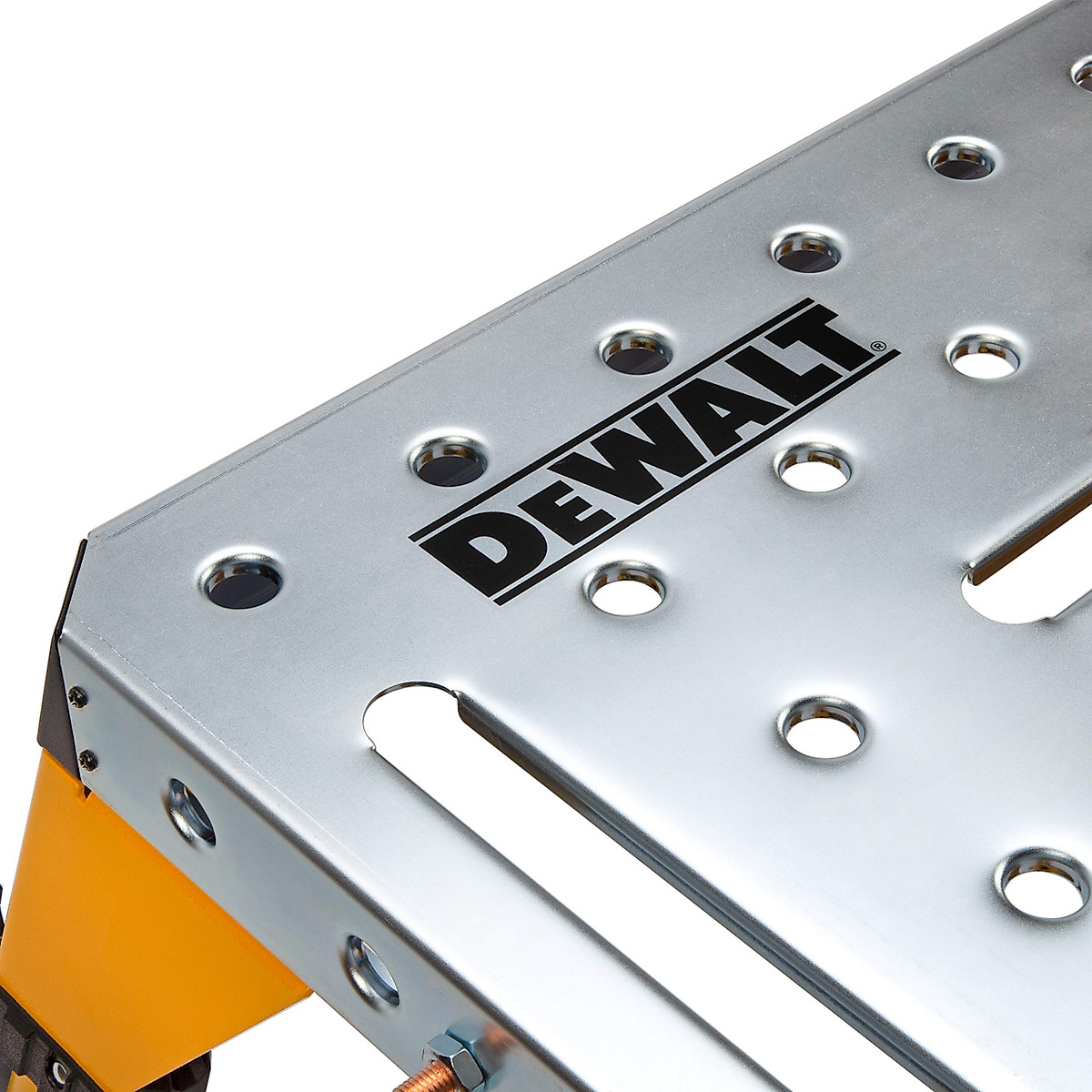 Dewalt Adjustable Height Portable Steel Welding Table and Work Bench, 18 x 46-inch Tabletop, Folding Legs, Carrying Handle, and Cord Minder