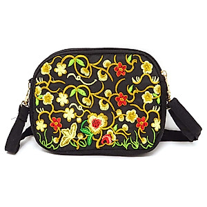 Honbay 1PCS Yunnan Ethnic Style Handmade Embroidered Crossbody Bag Mini Canvas Shoulder Bag